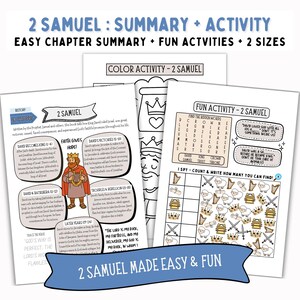 2 Samuel Bible Activity for Kids, Bible Worksheet, Coloring Page ...