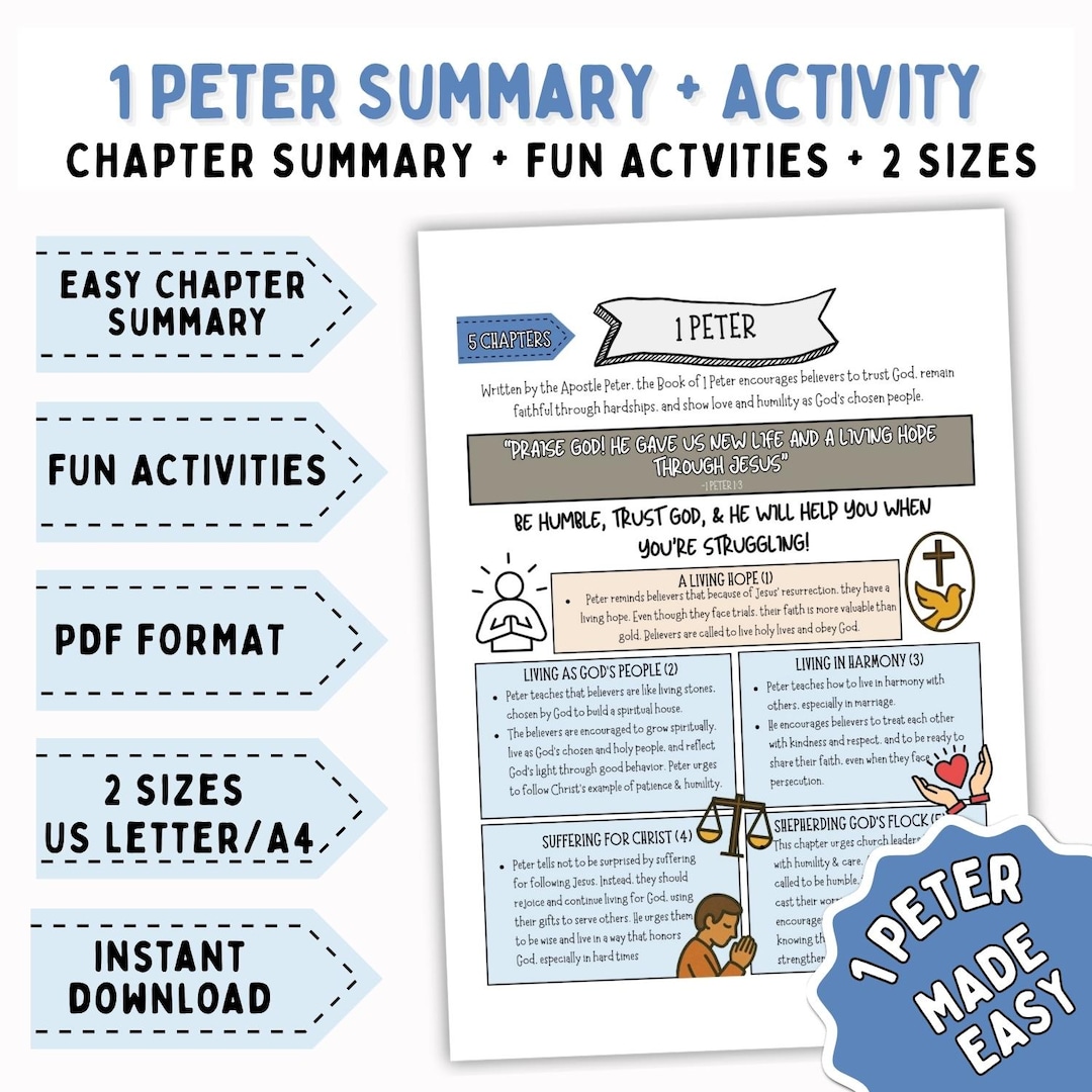1 Peter Bible Activity Book for Kids, Bible Study, Bible PRINTABLE ...