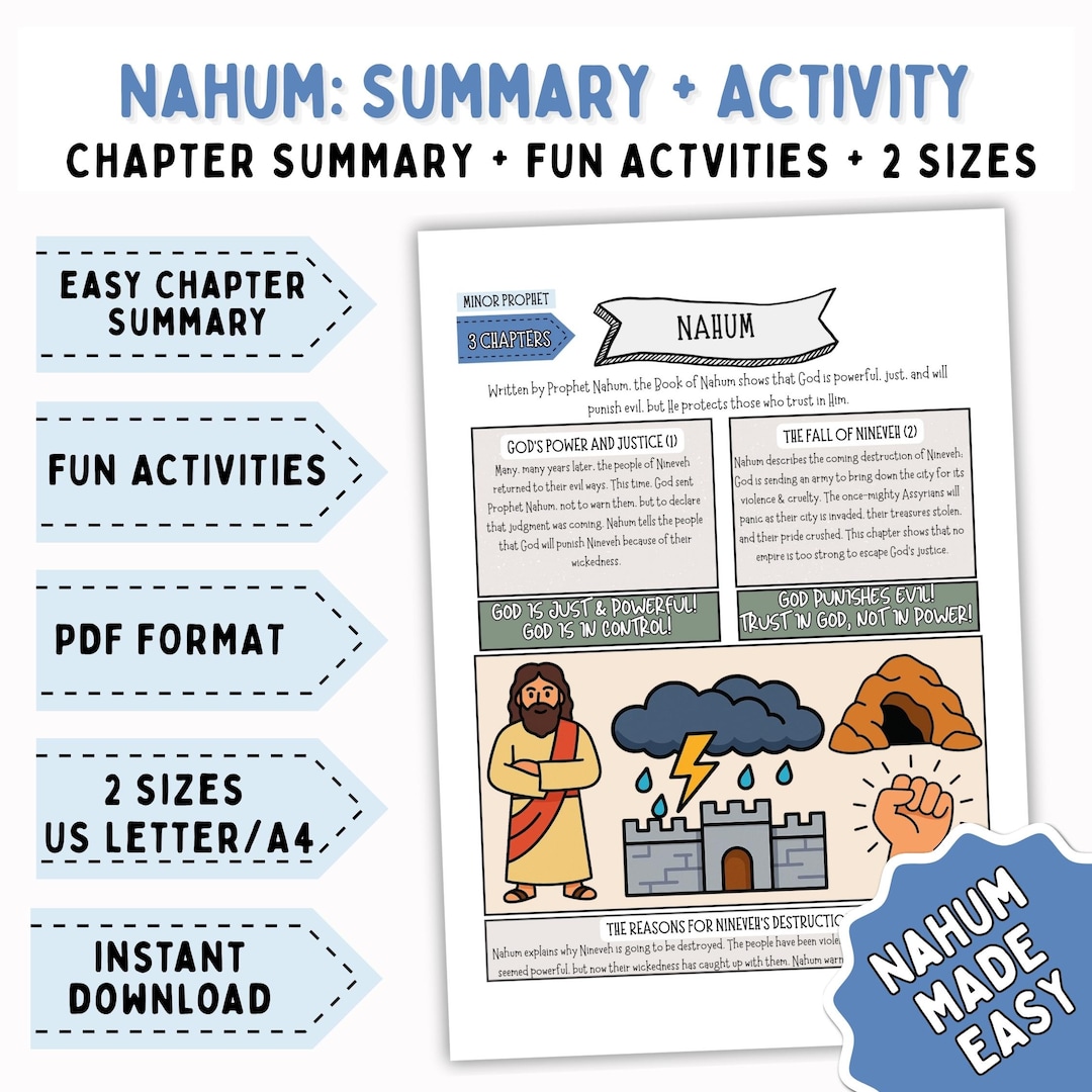 Nahum Bible Activity Kids, Nahum Bible Worksheet, Nahum Coloring Page ...