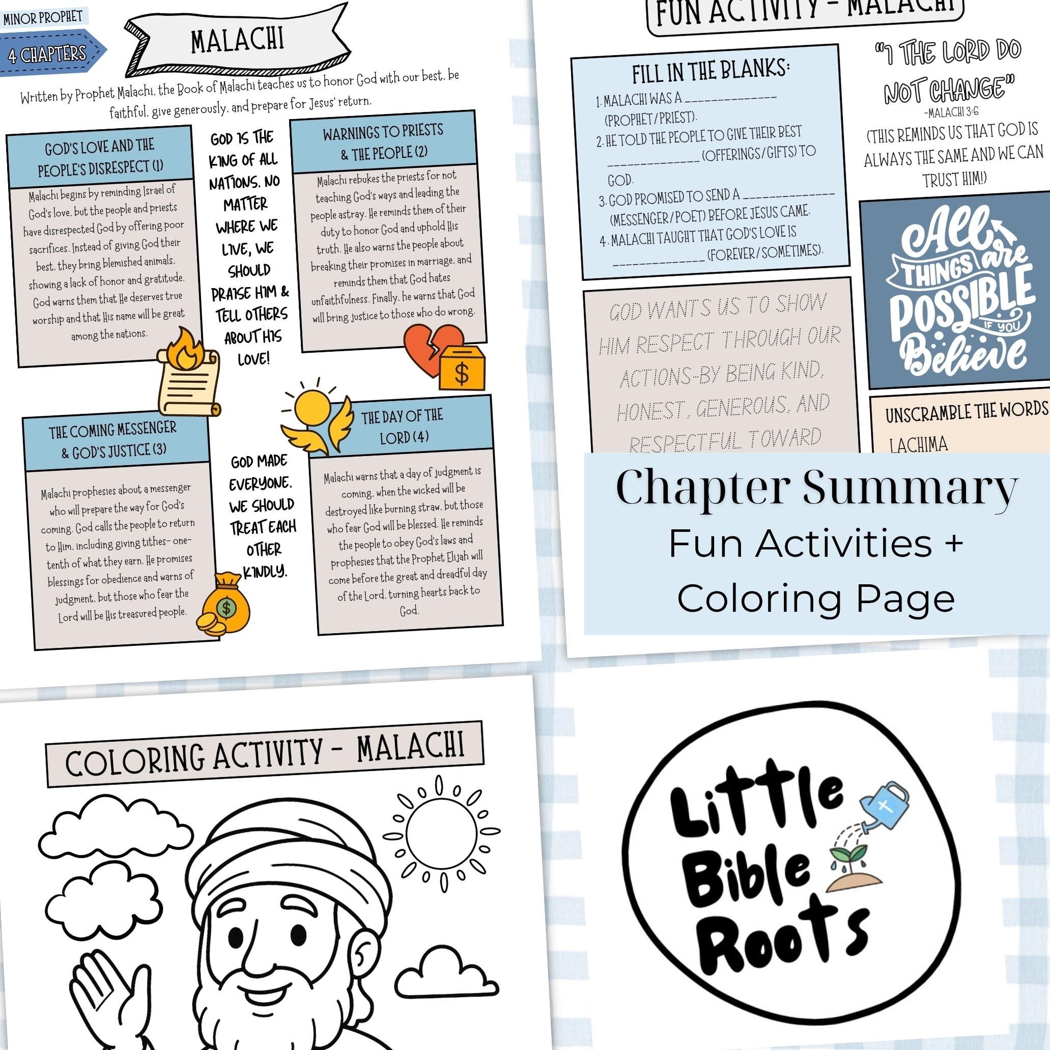 Malachi Bible Activity Kids, Malachi Bible Worksheet, Malachi Coloring ...