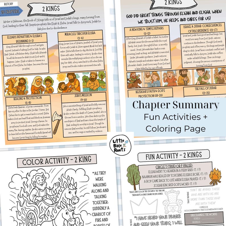 2 Kings Bible Activity for Kids, Printable Coloring Pages, Fun Bible ...