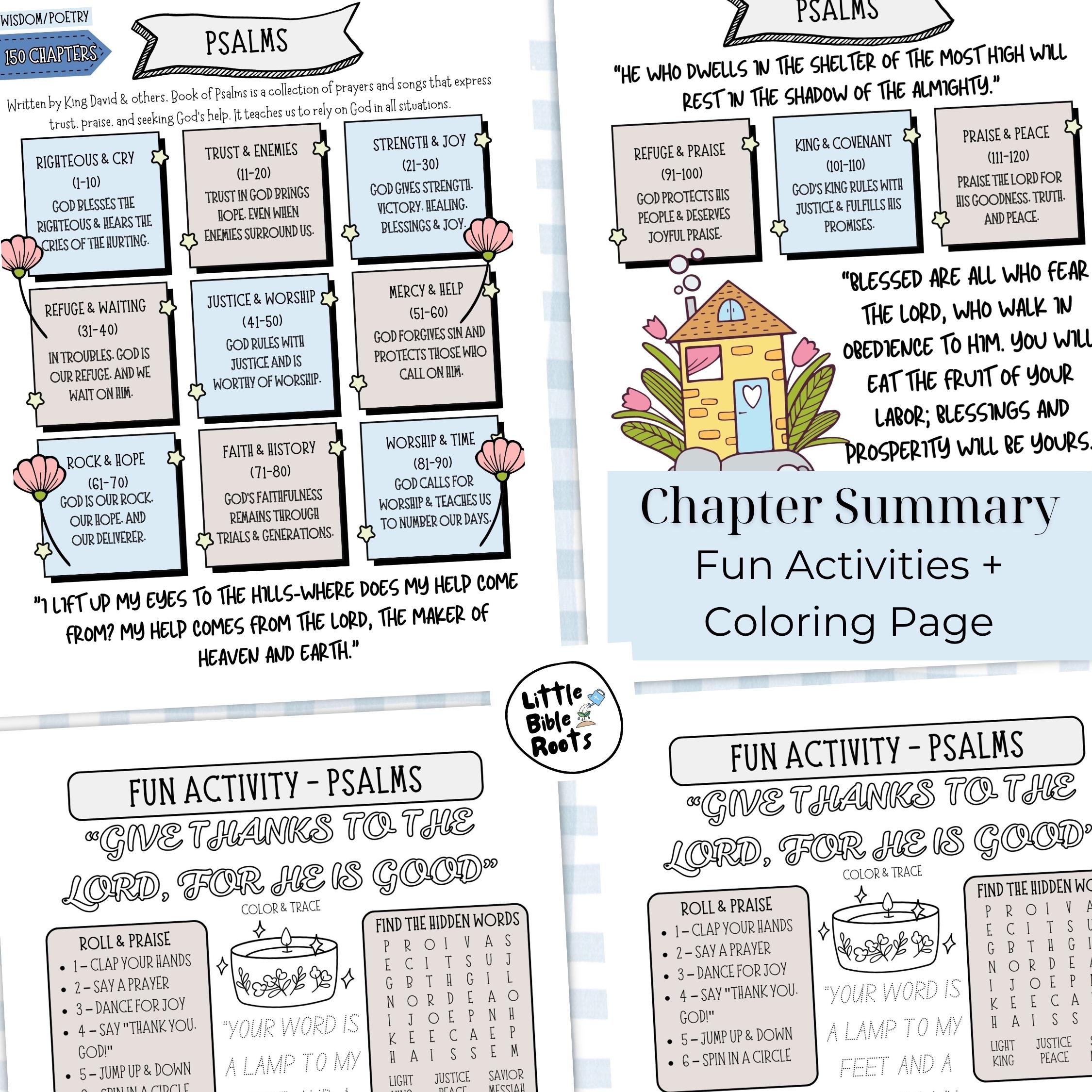 Psalms Bible Activity Kids, Bible Worksheet, Coloring Page, Bible ...