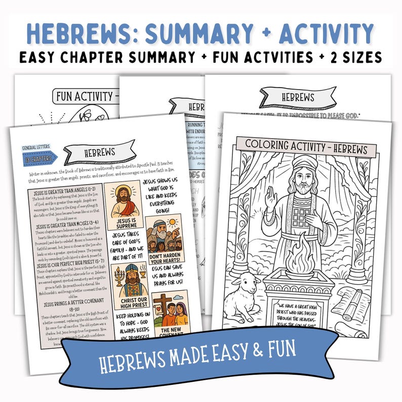 Hebrews Bible Activity, Bible New Testament Worksheet, Hebrews Coloring ...