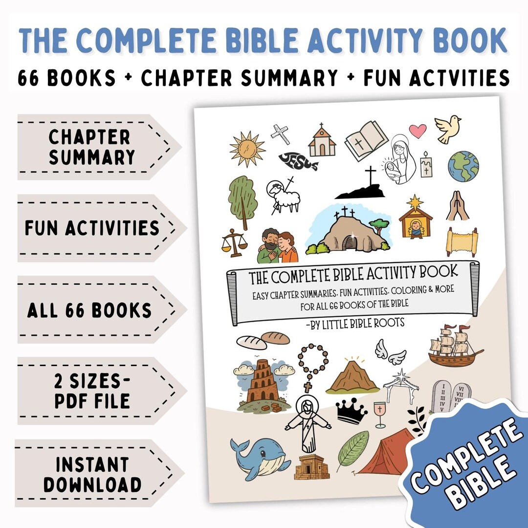 Complete Bible Activity Book for Kids, Bible Study, Bible Workbook ...