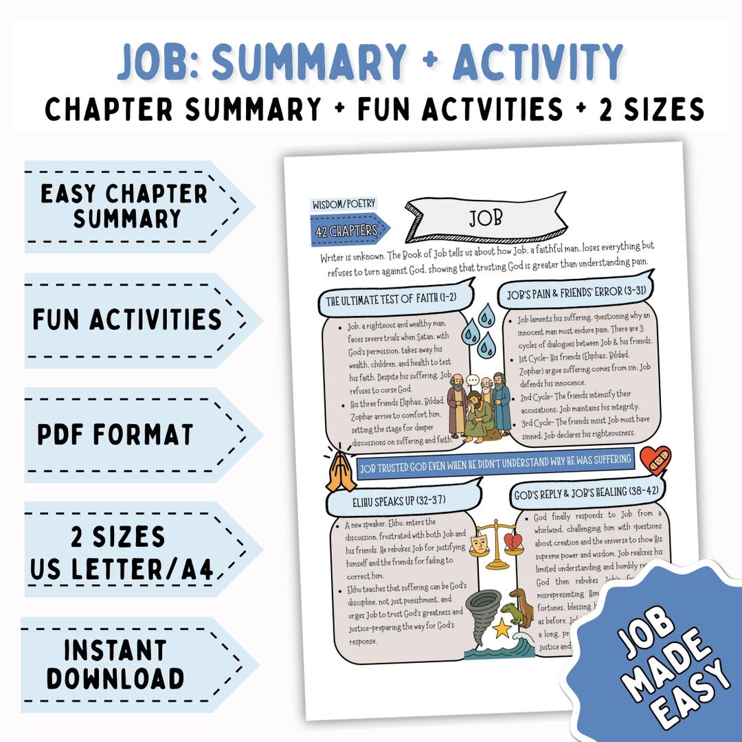 Job Bible Activity Kids, Bible Worksheet, Coloring Page, Bible Lesson ...