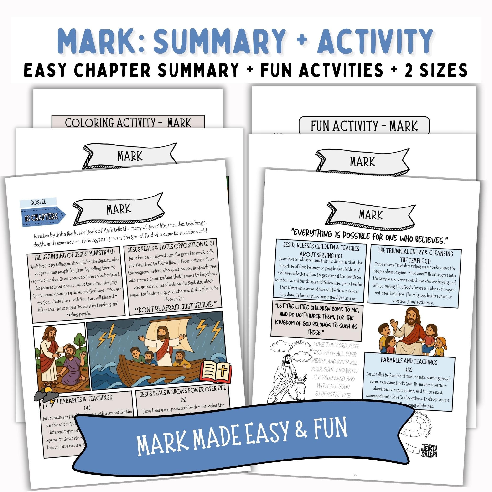 Mark Bible Activity Kids, Bible Worksheet, Coloring Page, Mark Bible ...