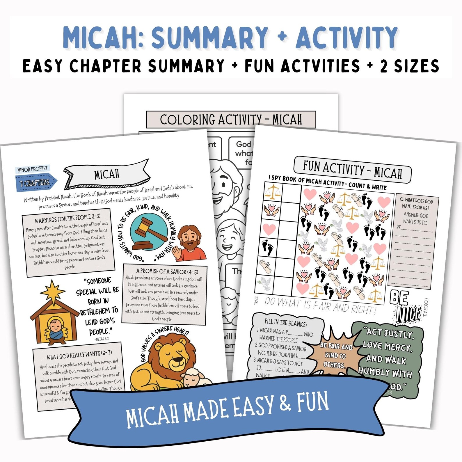 Micah Bible Activity Kids, Micah Bible Worksheet, Micah Coloring Pages ...