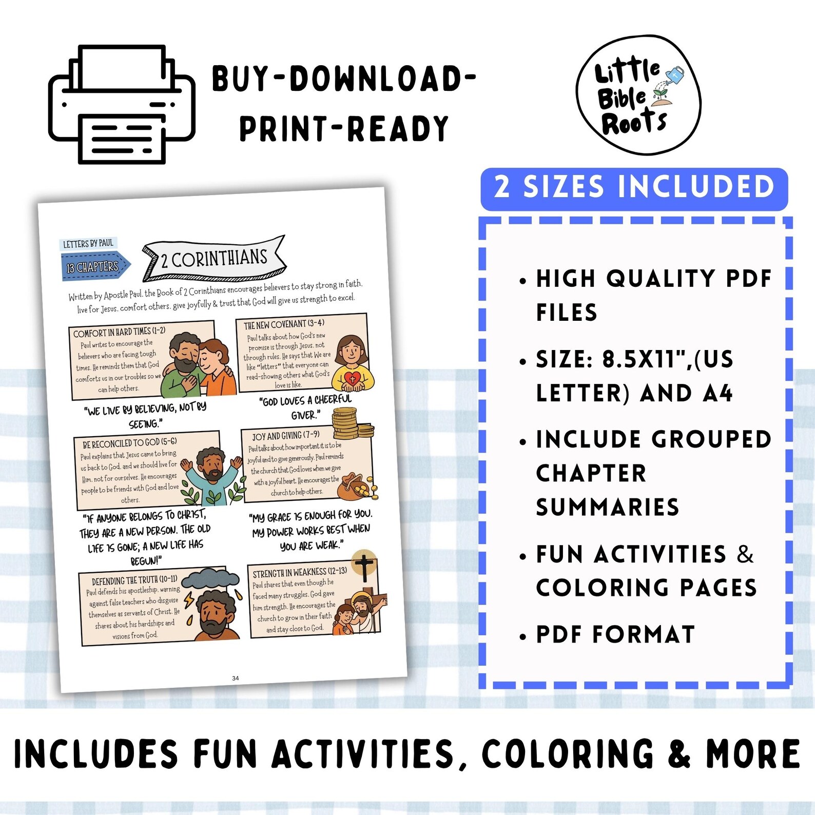 2 Corinthians Bible Activity Kids, New Testament Bible Worksheet, 2 ...