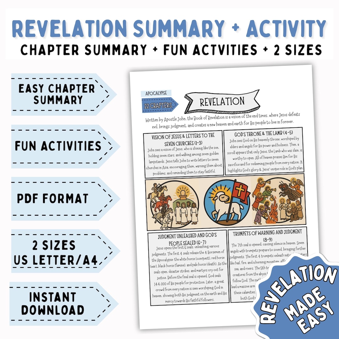 Revelation Bible Activity Kids, Bible Worksheet, Revelation Book ...