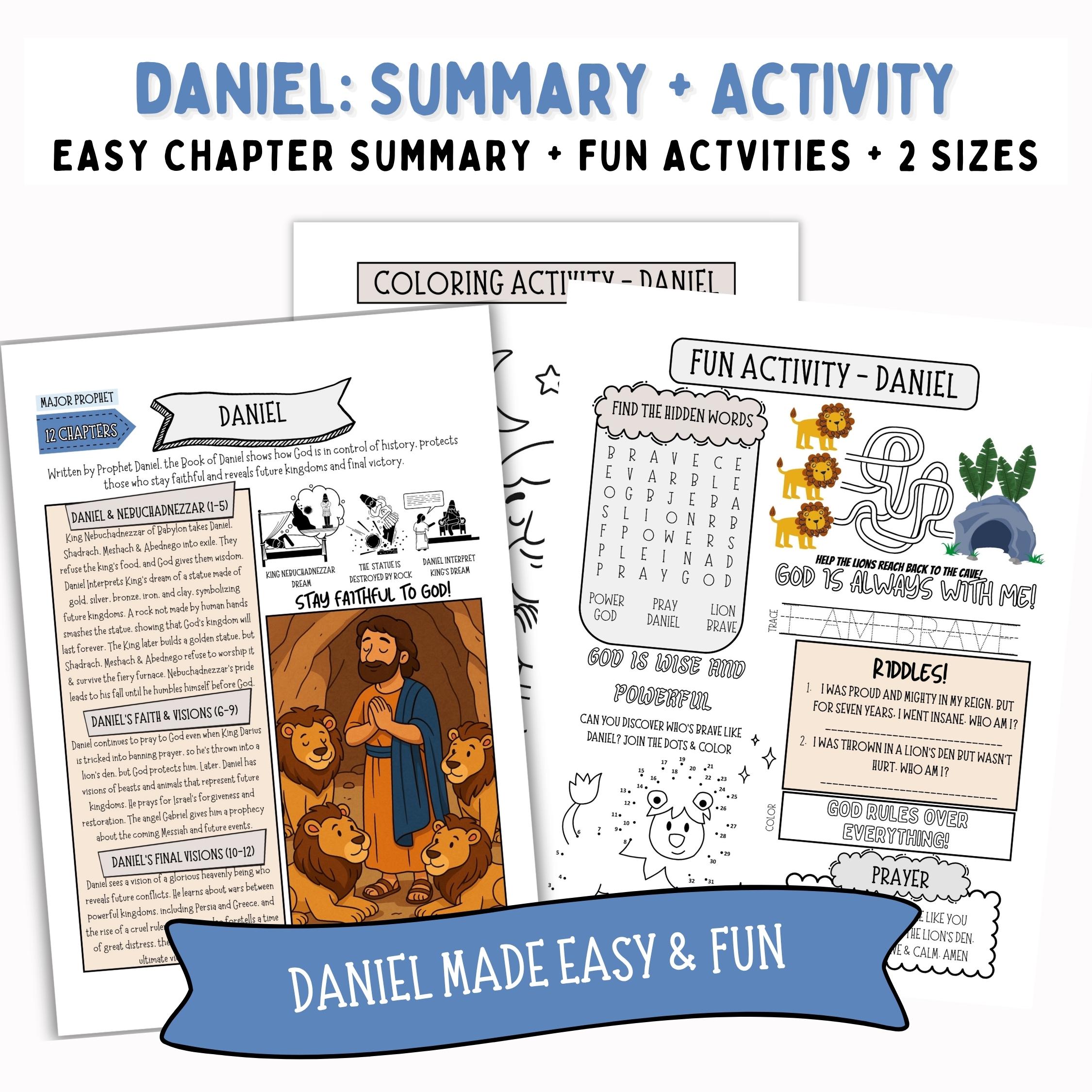 Daniel Bible Activity Kids, Bible Worksheet, Daniel and the Lion ...