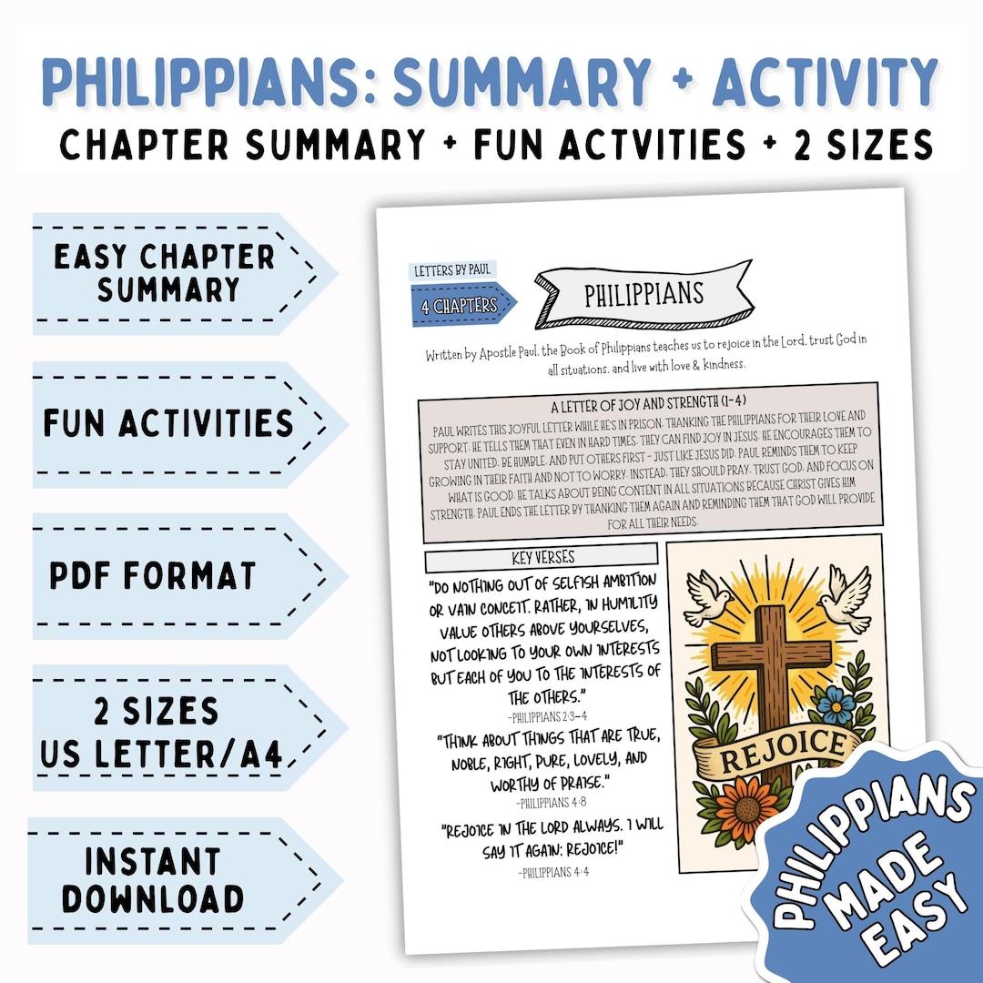 Philippians Bible Activity Kids, New Testament Worksheet, Philippians ...