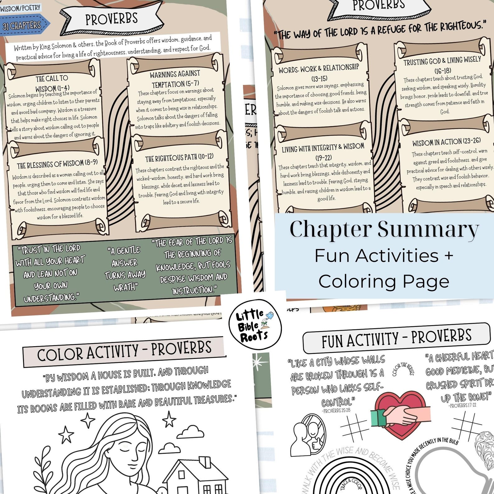 Proverbs Bible Activity Kids, Bible Worksheet, Coloring Page, Bible ...