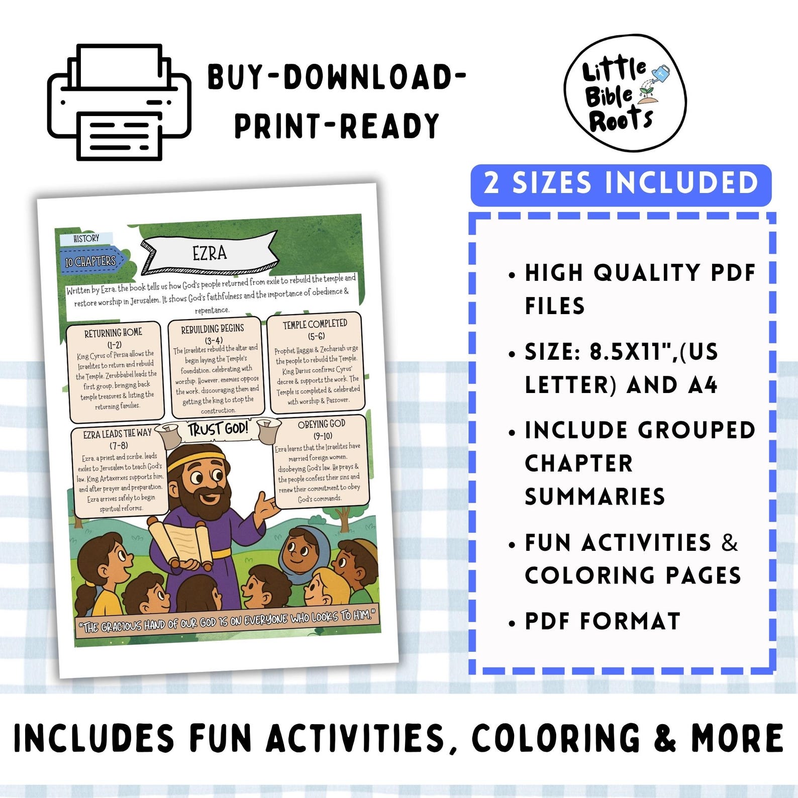 Ezra Bible Activity Kids, Bible Worksheet, Coloring Page, Bible Lesson ...