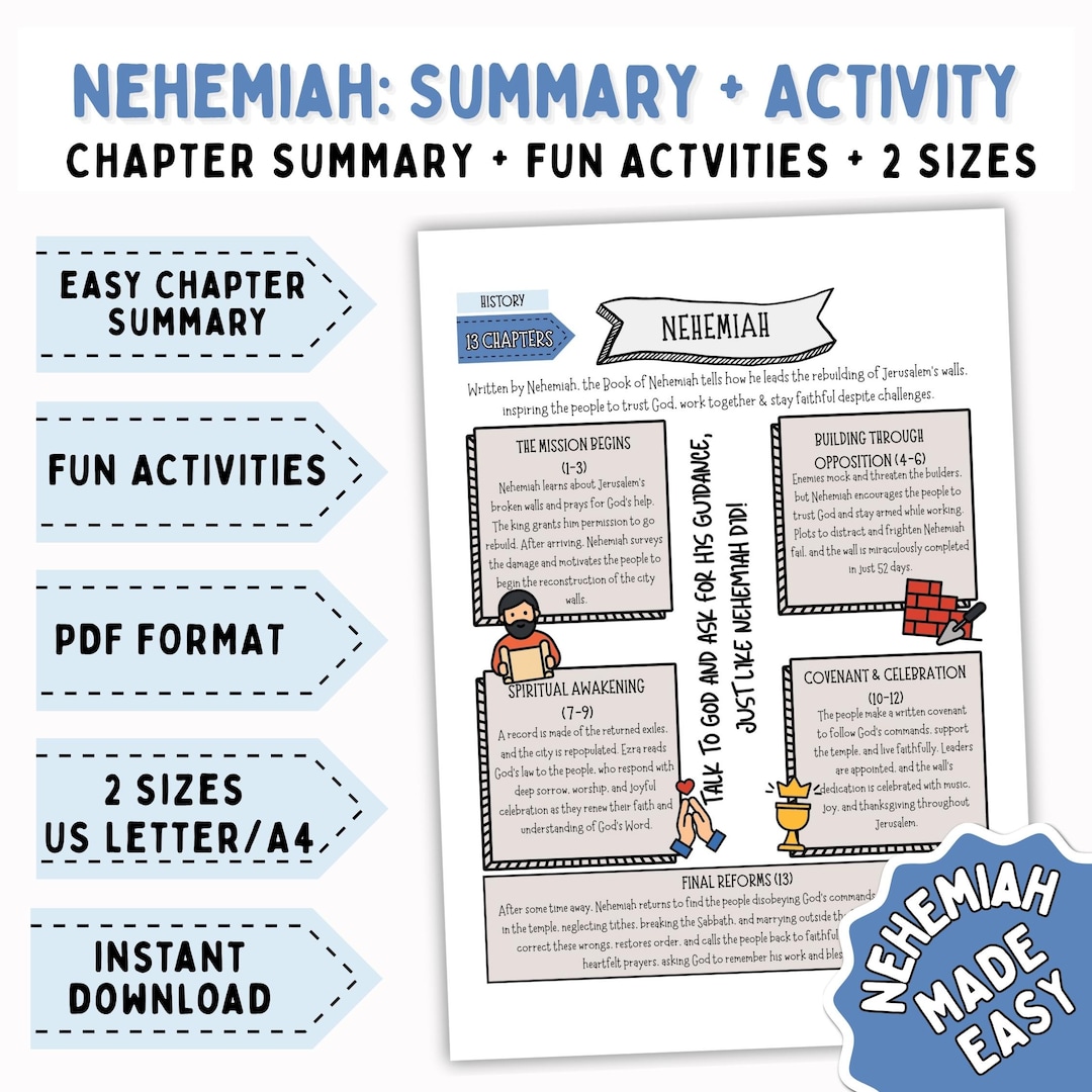 Nehemiah Bible Activity Pages, Nehemiah Worksheet, Kids Christian ...