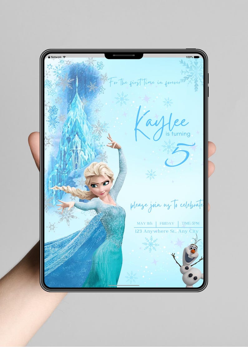 Editable Elsa Birthday Invitation, Princess Elsa Anna Olaf Birthday ...