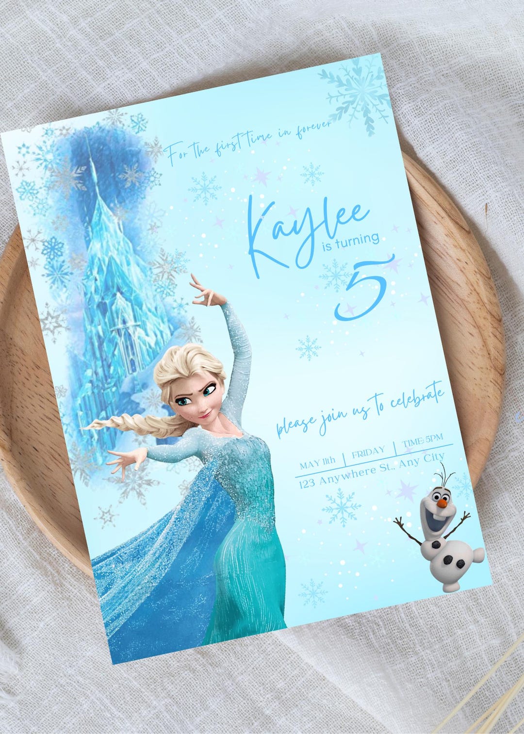 Editable Elsa Birthday Invitation, Princess Elsa Anna Olaf Birthday ...