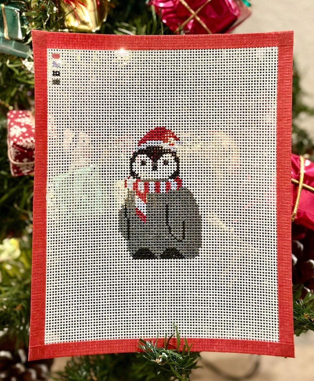 Baby Penguin Santa Needlepoint Canvas | Hand Painted & Stitch Painted ...