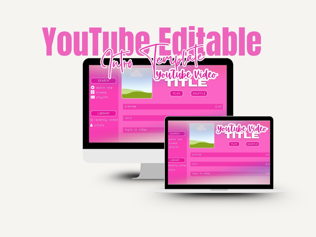 Music Player Youtube Intro Template | Editable Canva Video - Etsy