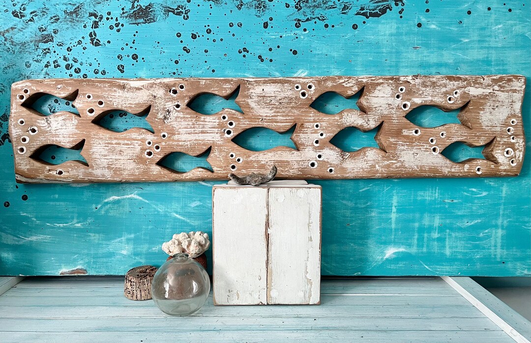 Wooden School of Fish Wall Art Made From Thick Vintage Driftwood ...