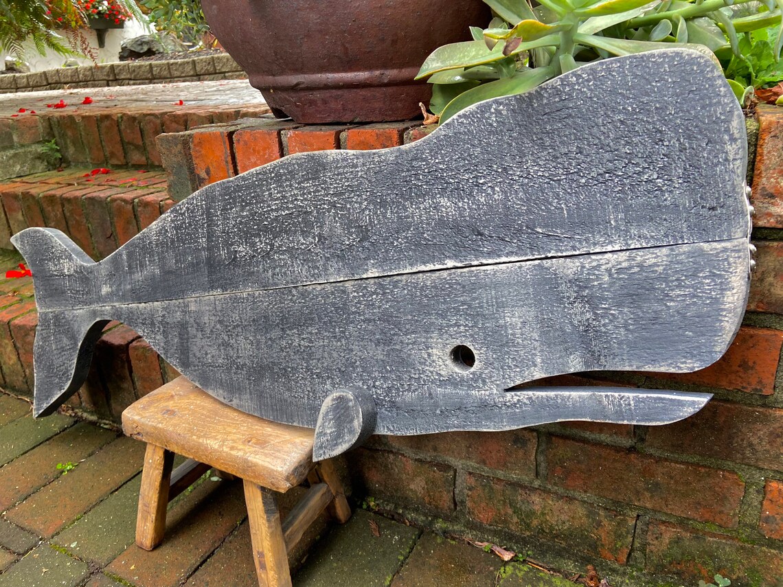 Whale Sign in Black Painted Wood Whale Weathered Wood Whale - Etsy