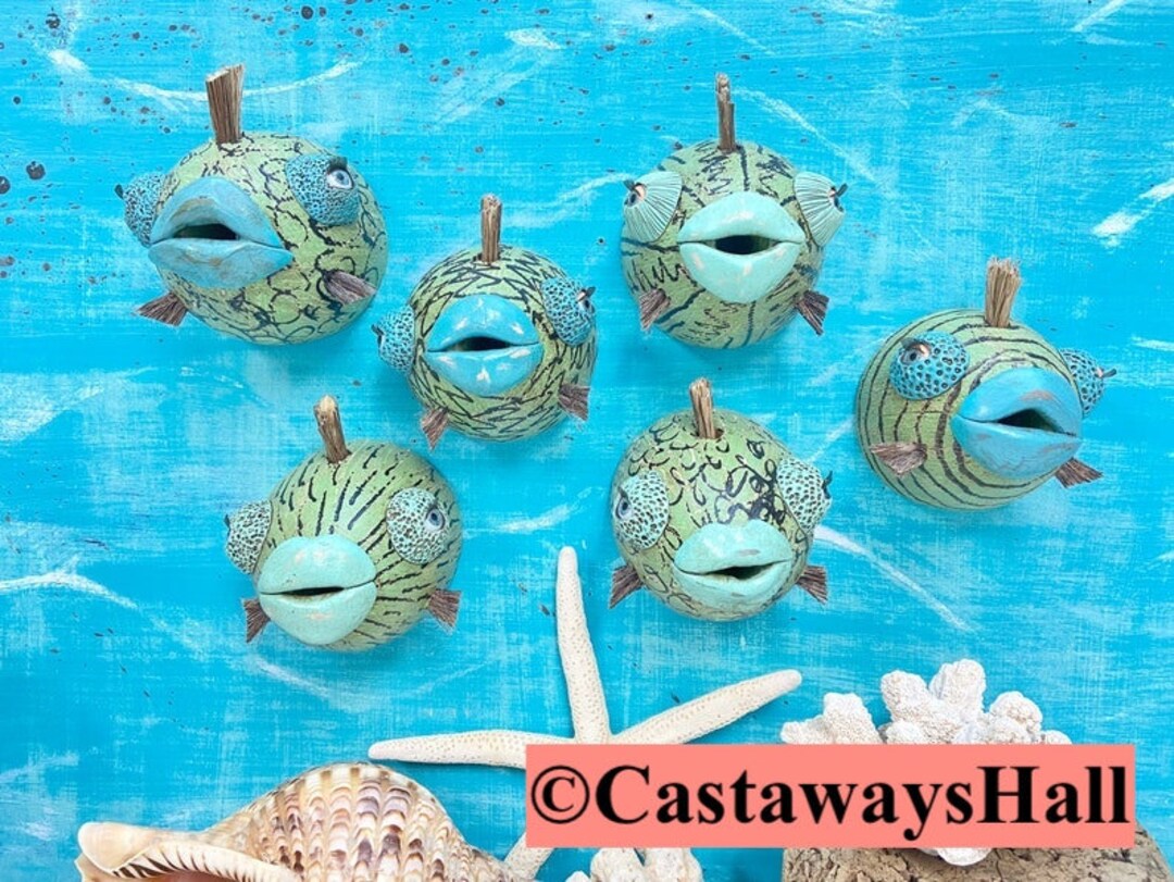 Green Wood Fish Head Art, Handmade by Castawayshall, Wooden Net Float ...