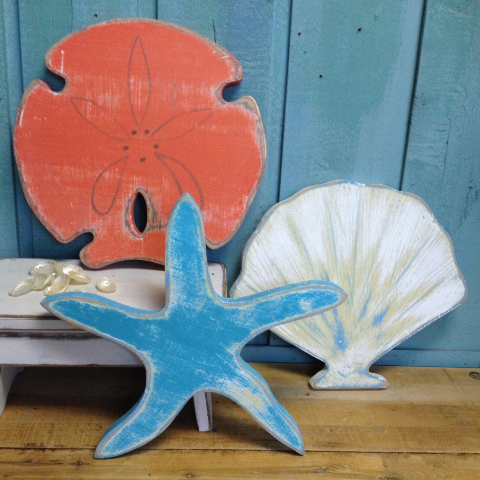 Starfish Sand Dollar Seashell Sign Beach House Decor Wall Art - Etsy