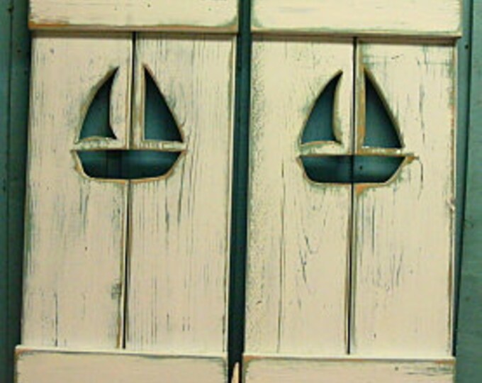 ONE White Weathered Sailboat Cutout Wood Beach House Shutter - Etsy