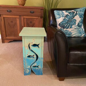Wood School of Fish Side Table, Fish Side Table, Fish Plant Stand ...