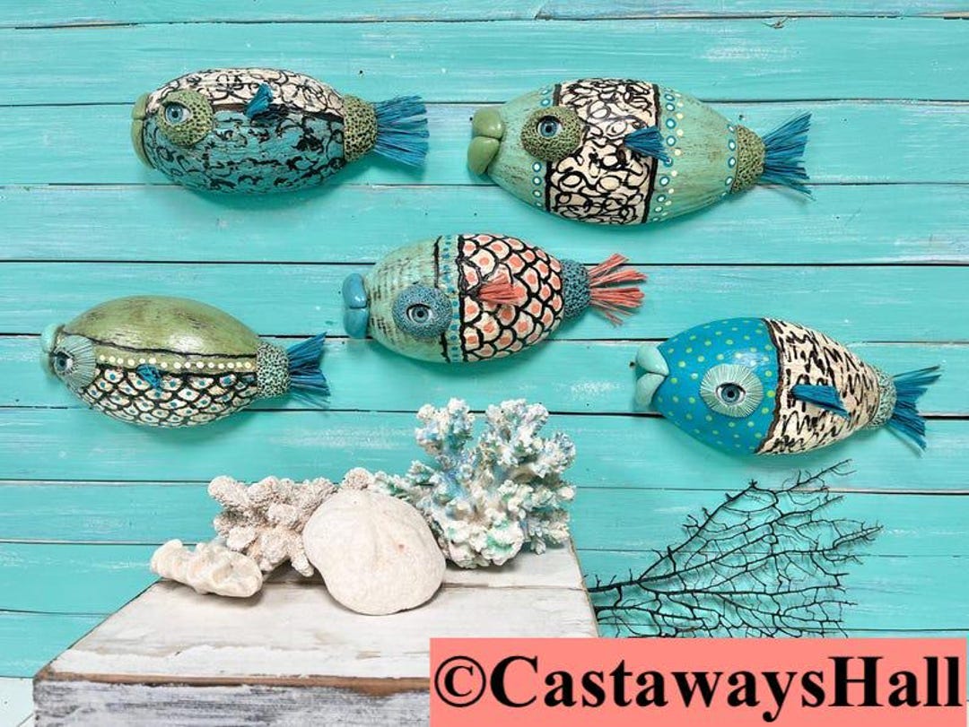 Painted Wood Fish Wall Art: Coastal Beach House Decor - Etsy