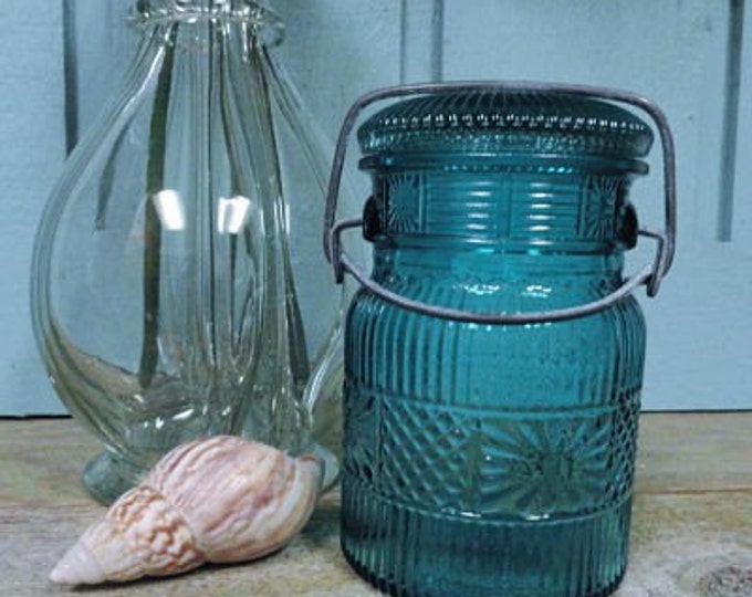 Vintage Teal Blue Avon Apothecary Glass Jar - Etsy
