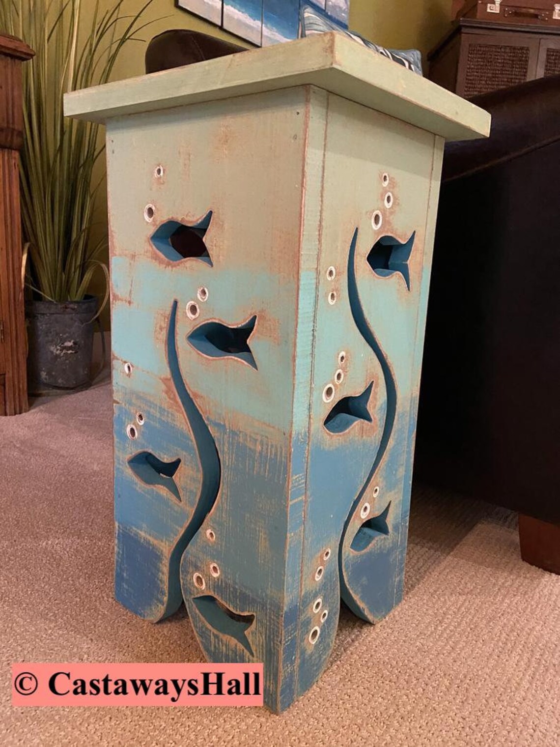 Wood School of Fish Side Table Fish Side Table Fish Plant | Etsy Canada