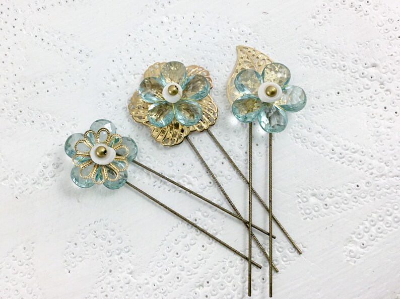 Blue Flower Sea Shell Hair Pin Set Beach Wedding Bridal Hair | Etsy