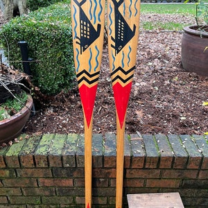 Two Vintage Indigenous Original Art Paddles Painted Oars, Boat Paddle ...