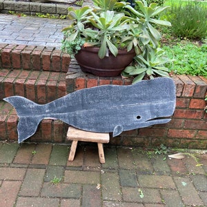 Whale Sign in Black, Painted Wood Whale, Weathered Wood Whale, Barn ...