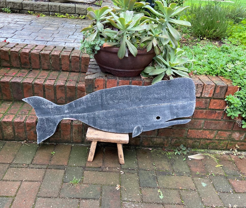 Whale Sign in Black Painted Wood Whale Weathered Wood Whale - Etsy