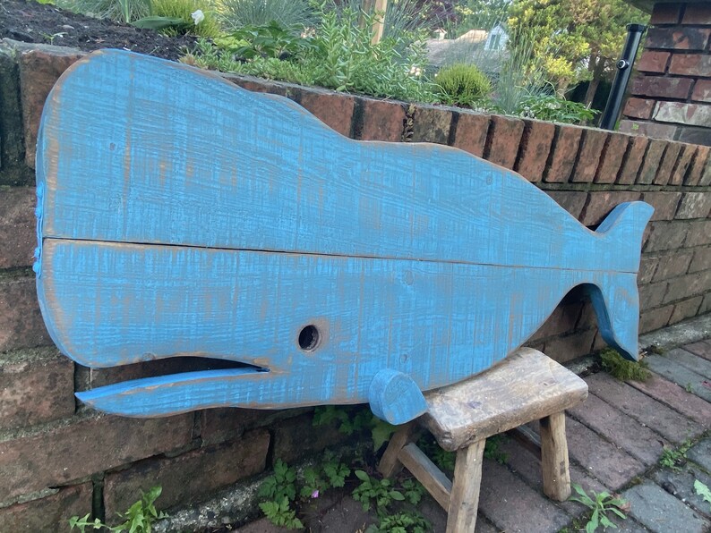 Blue Whale Sign Art Blue Barn Wood Whale Wooden Whale Art - Etsy