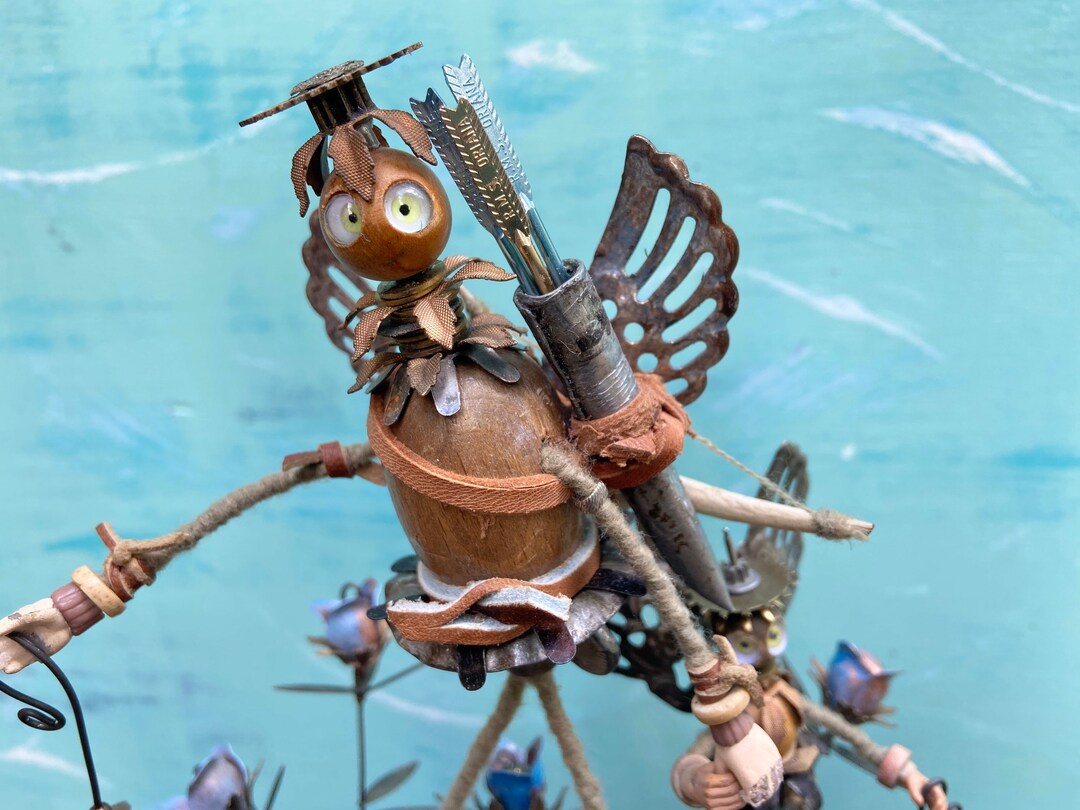 Fairy Father & Child Assemblage Art Sculpture: Pixie Figurine Nursery ...
