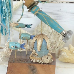 Turquoise Mermaid Assemblage Art Sculpture, Mermaid Figure, Siren of ...