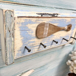 Rustic Paddle Key Holder for the Lake House, Wooden Chippy Paint Hook ...