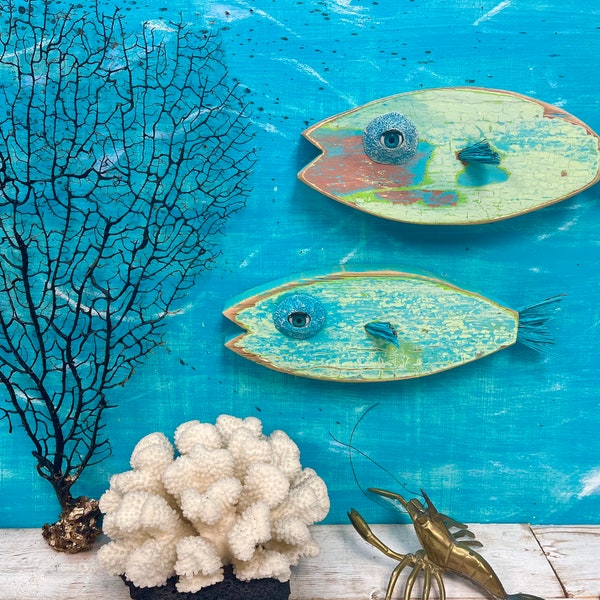 Painted Wood Fish - Etsy