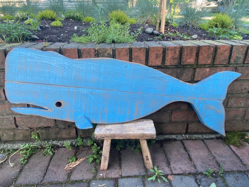 Blue Whale Sign Art Blue Barn Wood Whale Wooden Whale Art - Etsy