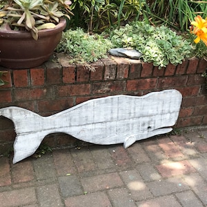 Whale Sign in White Grey Painted Wood Whale Weathered Wood - Etsy