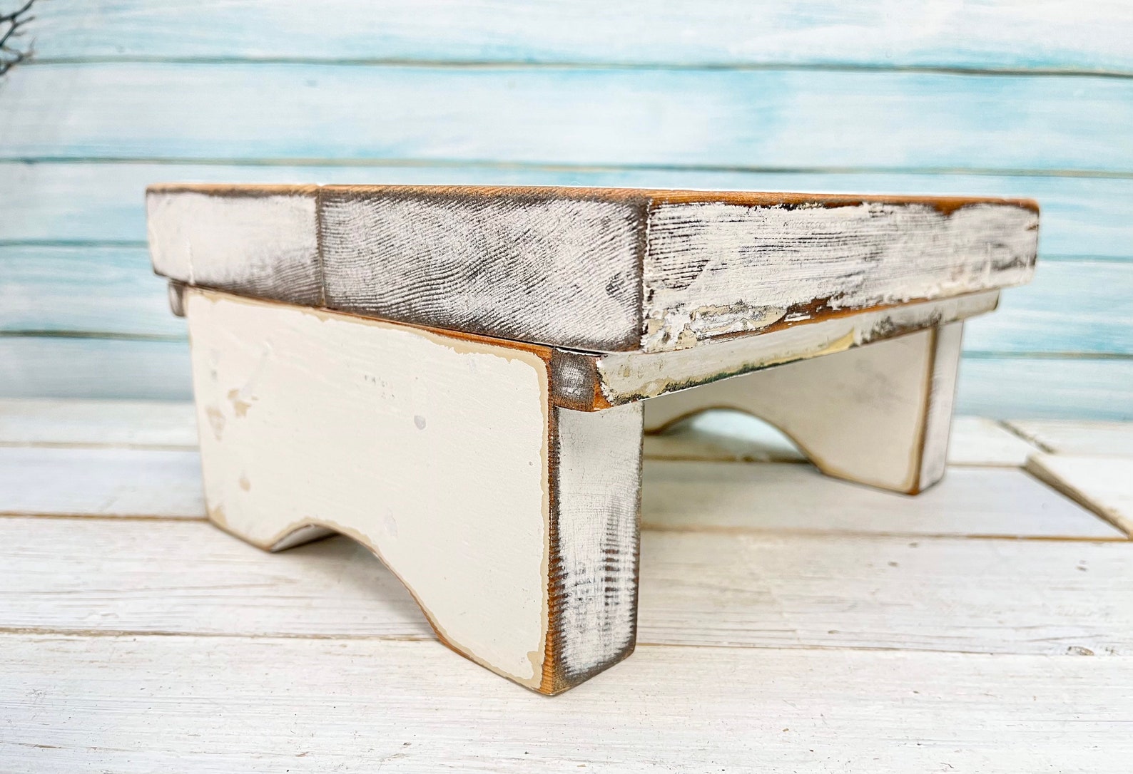 Small Vintage Modern Farmhouse Step Stool Bench Rustic Fall - Etsy