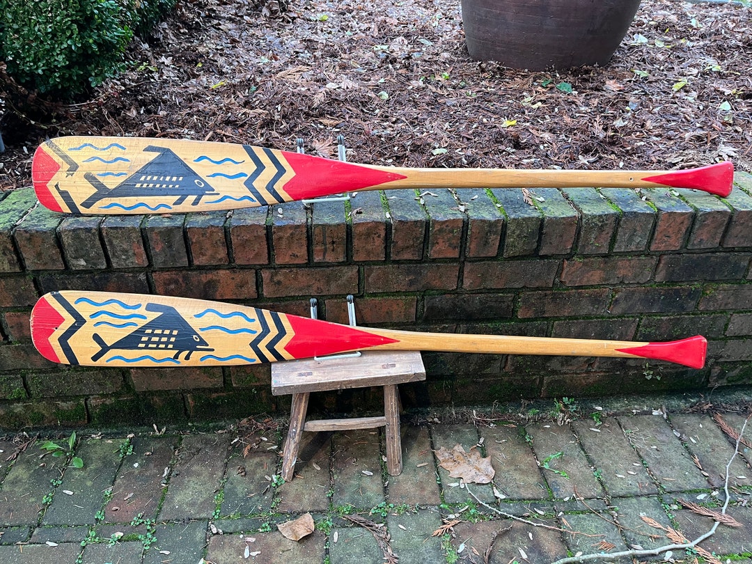 Two Vintage Indigenous Original Art Paddles Painted Oars, Boat Paddle ...