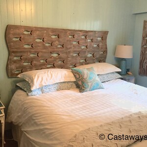 Castawayshall Wood School of Fish Headboard in Queen Size, Wooden Fish ...