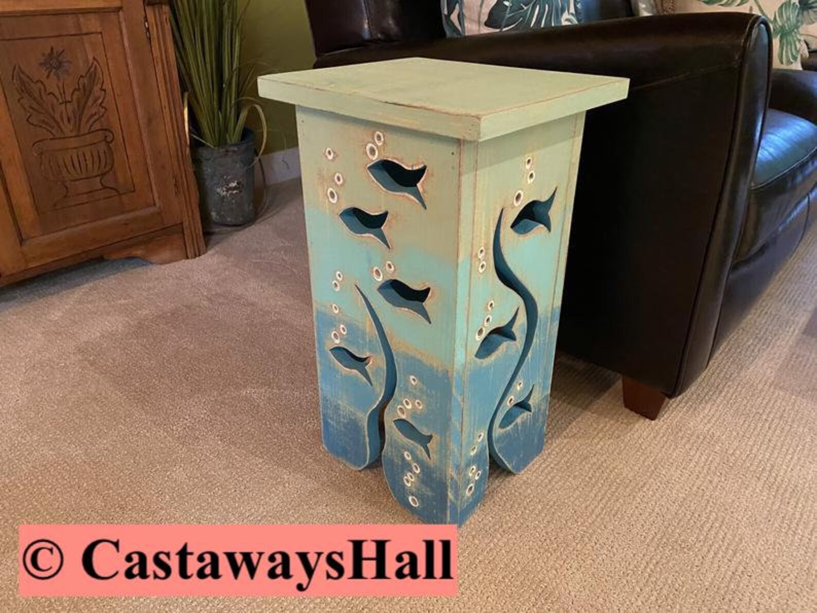 Wood School of Fish Side Table Fish Side Table Fish Plant | Etsy Canada