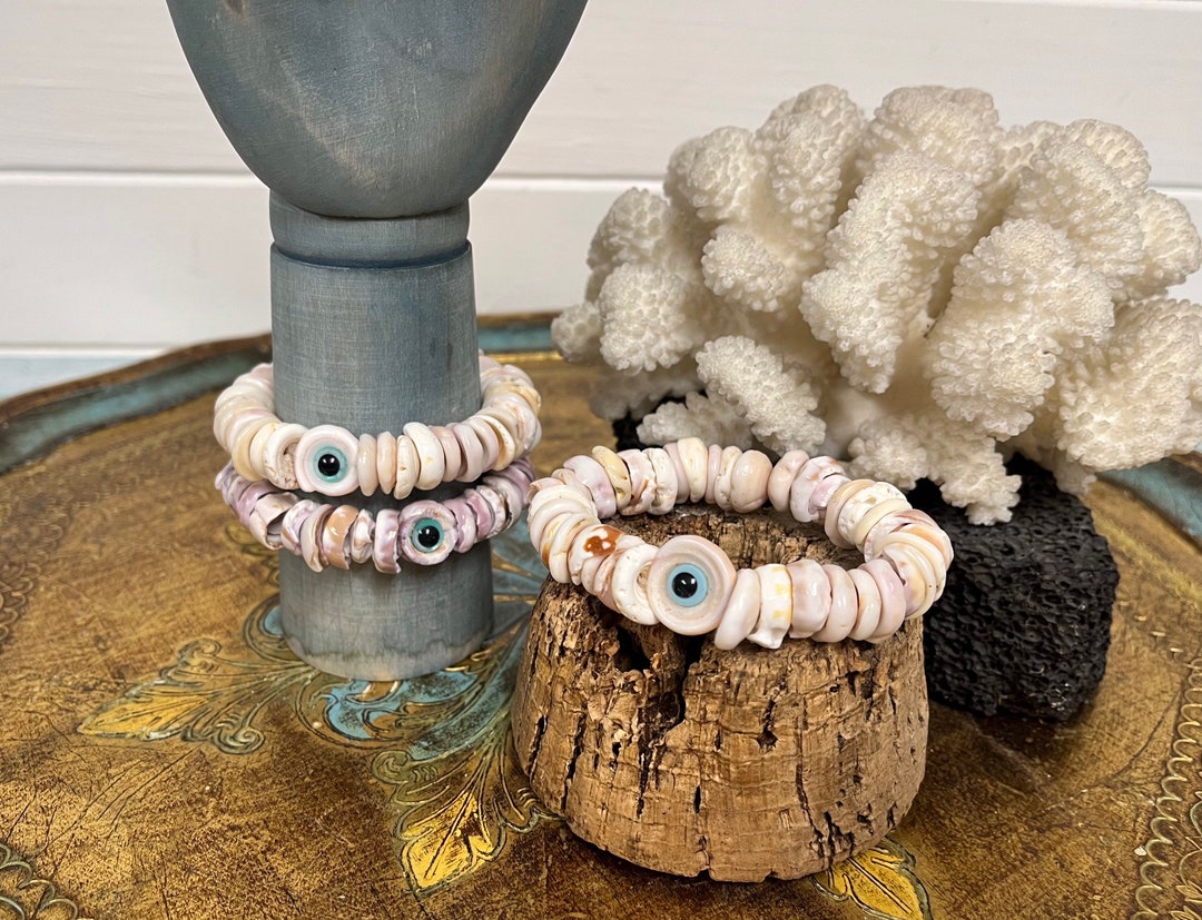 Extra Large Puka Shell Bracelet With Eye: Unisex Beach Boho by ...