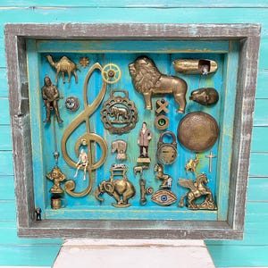 Vintage Brass Oddity & Curiosity Collection in Distressed Turquoise and ...