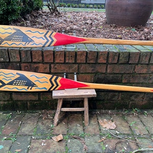 Two Vintage Indigenous Original Art Paddles Painted Oars, Boat Paddle ...