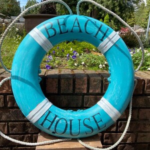 Vintage Life Preserver Ring Buoy, Painted Beach House Life Preserver ...